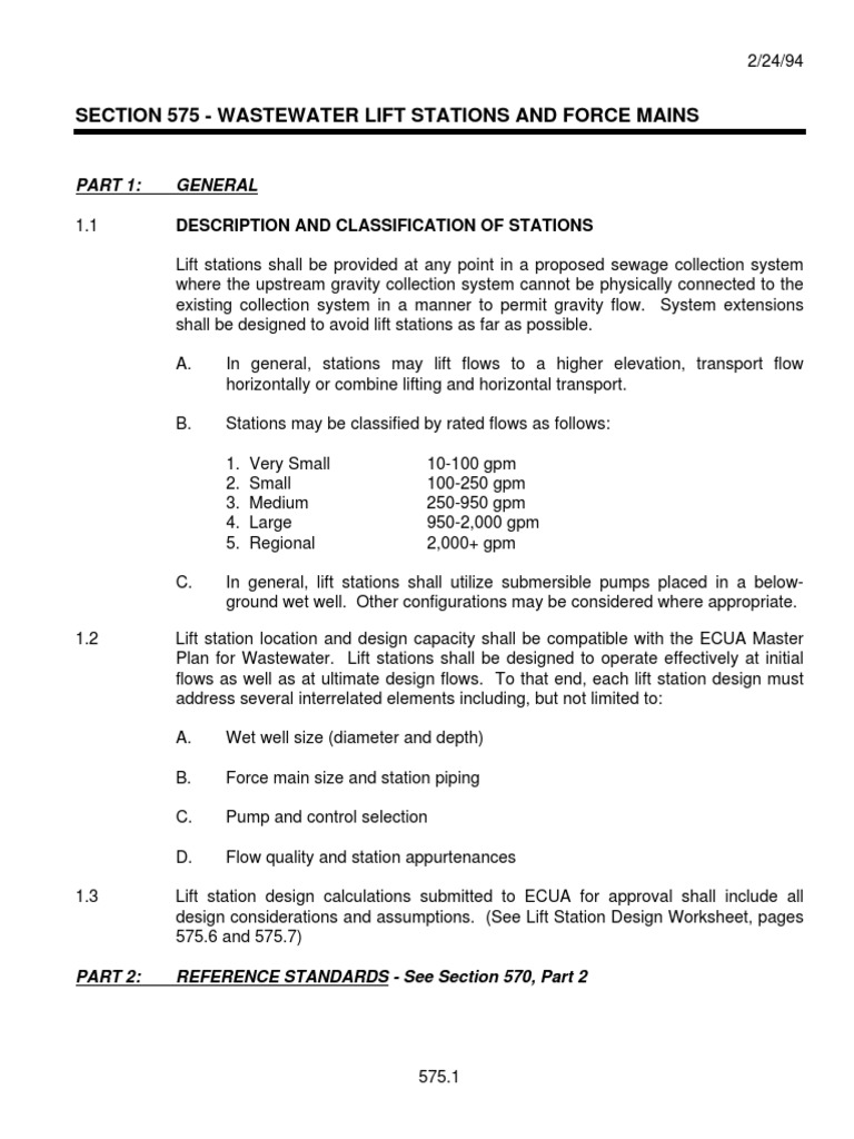 Section 575 - Wastewater Lift Stations and Force Mains Design Standards ...