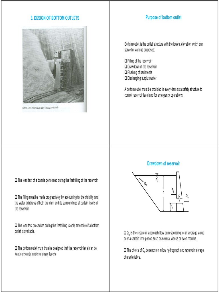Design of Dam Bottom Outlets - CH-3 | PDF | Spillway | Continuum Mechanics