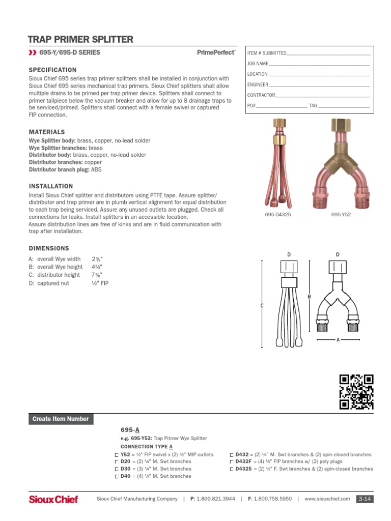695 y and 695 D Series - Trap Primer Splitter - Primeperfect | PDF ...