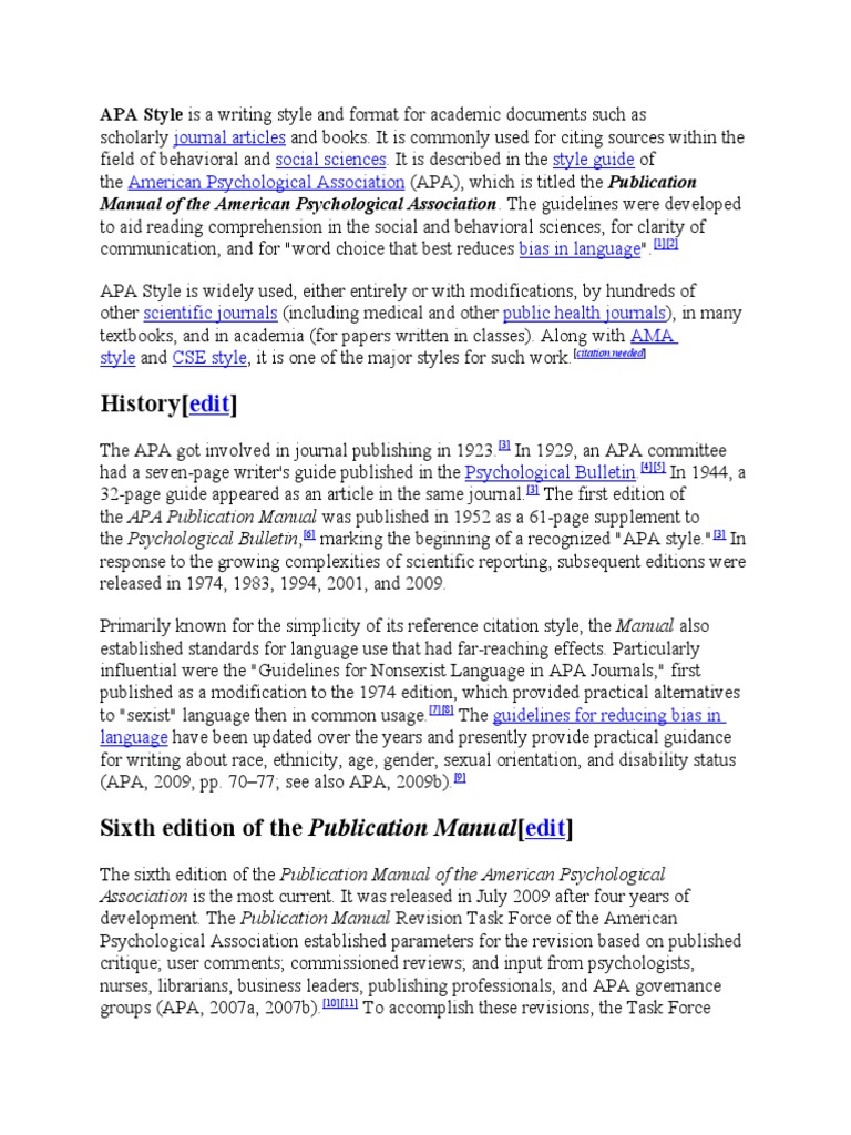 History : Manual of The American Psychological Association. The ...