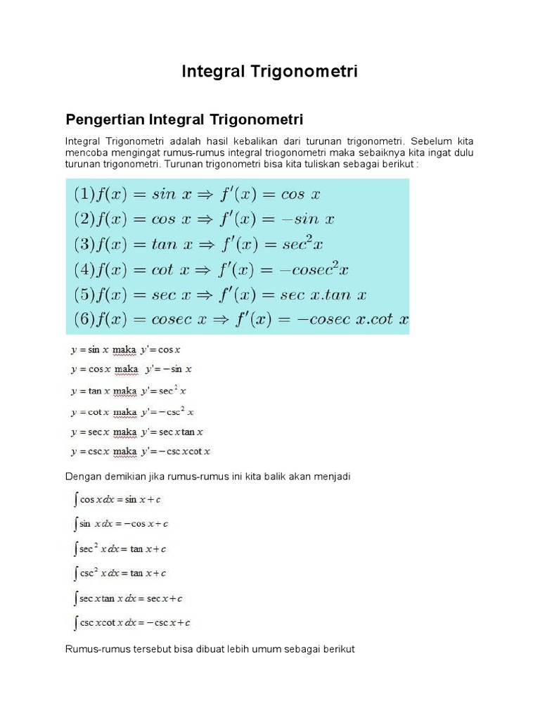 Integral Trigonometri | PDF