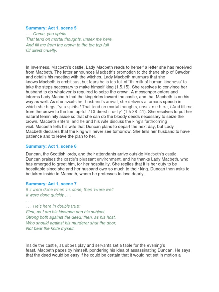 Lady Macbeth's Ambition in Act 1, Scene 5 | PDF | Macbeth