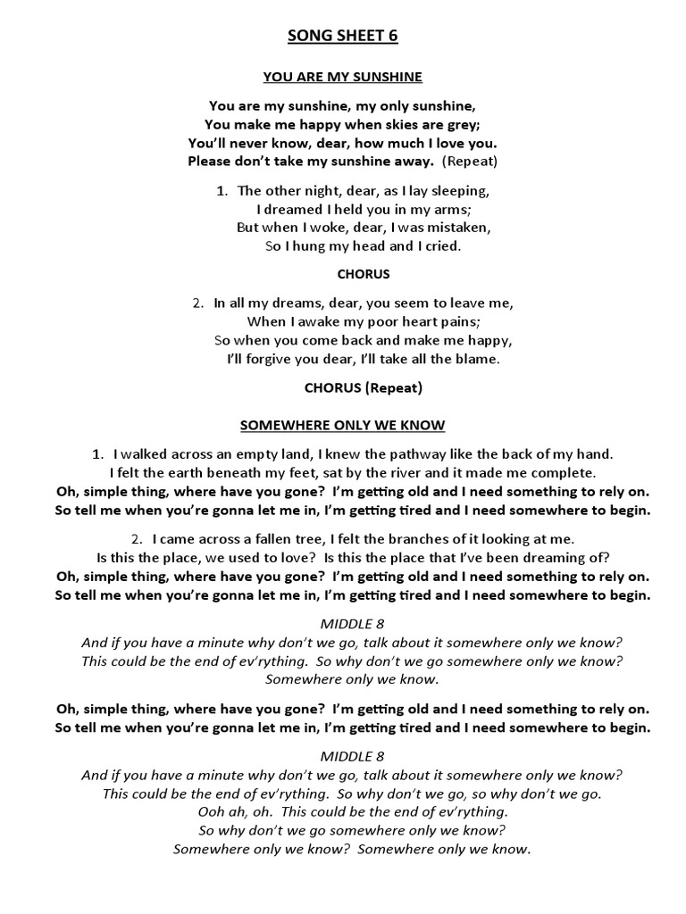 Song Sheet 6 | PDF