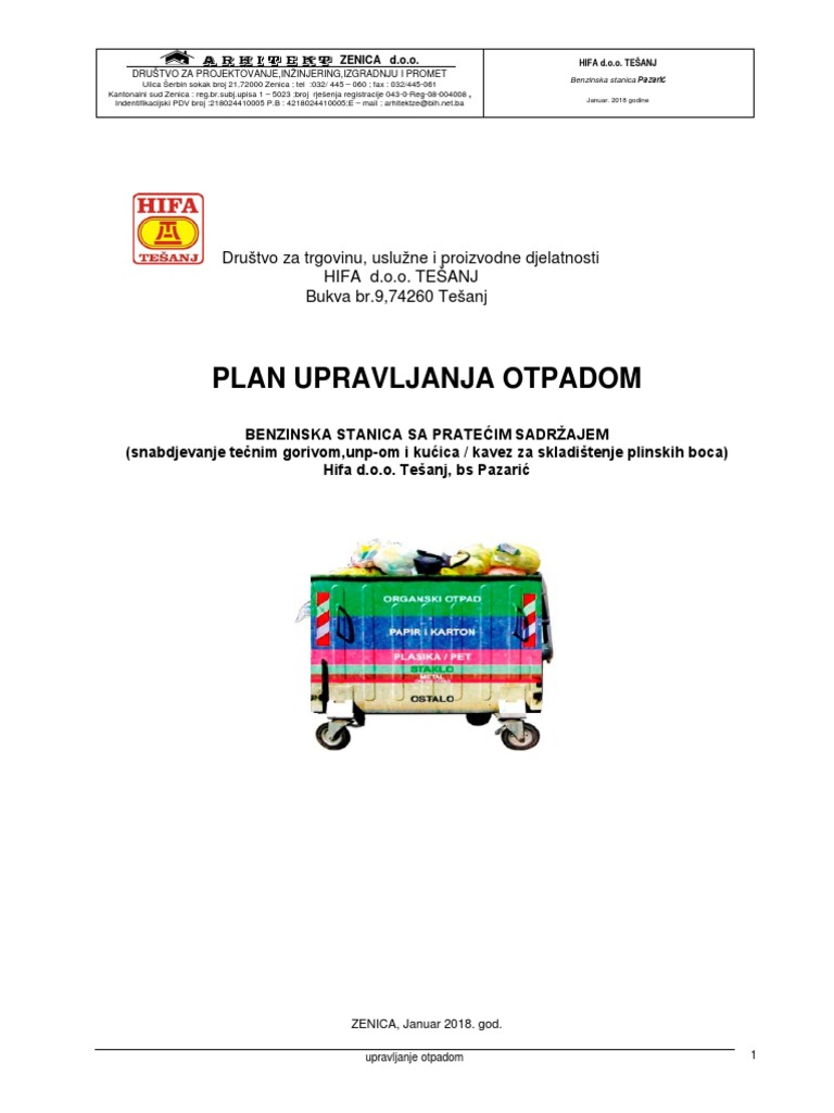 Plan Upravljanja Otpadom Bs Pazaric | PDF