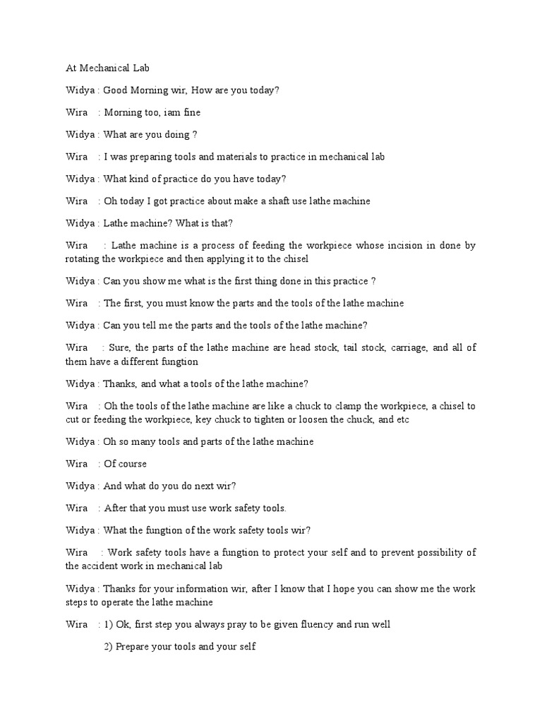 Conversation About Lathe Machine | PDF | Machines | Industrial Processes