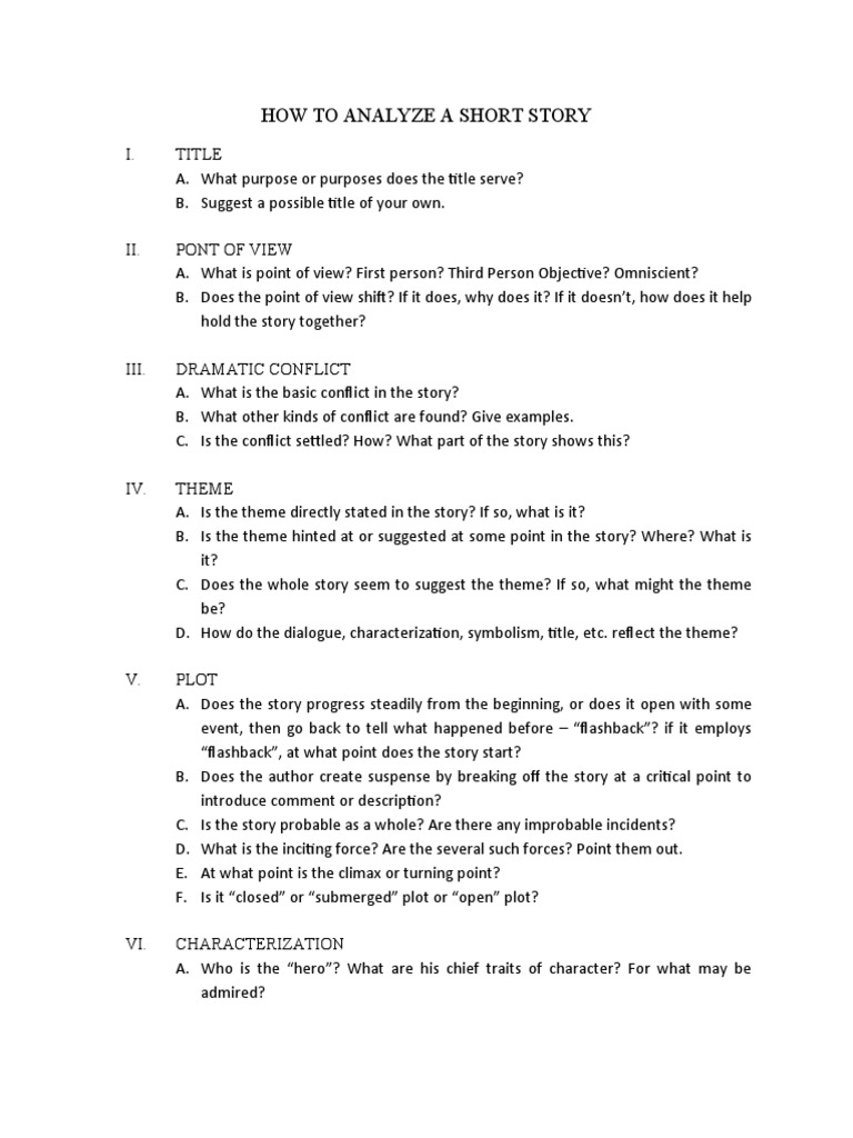 How To Analyze A Short Story | PDF | Narration