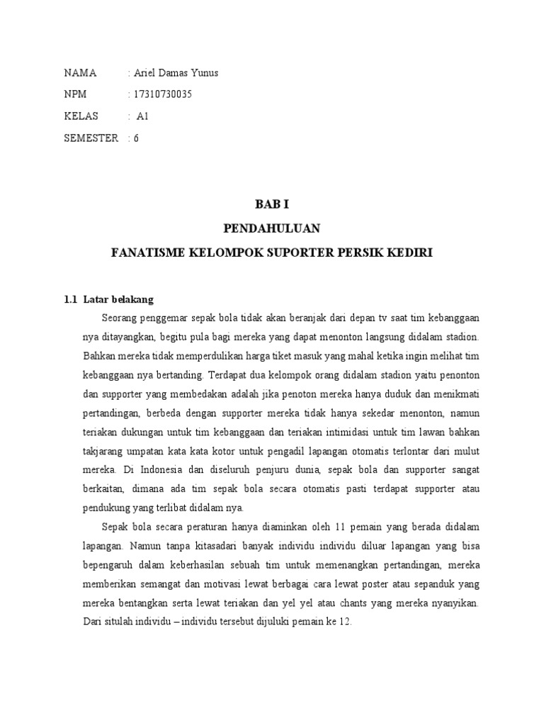 Fanatisme Suporter Persik Kediri | PDF