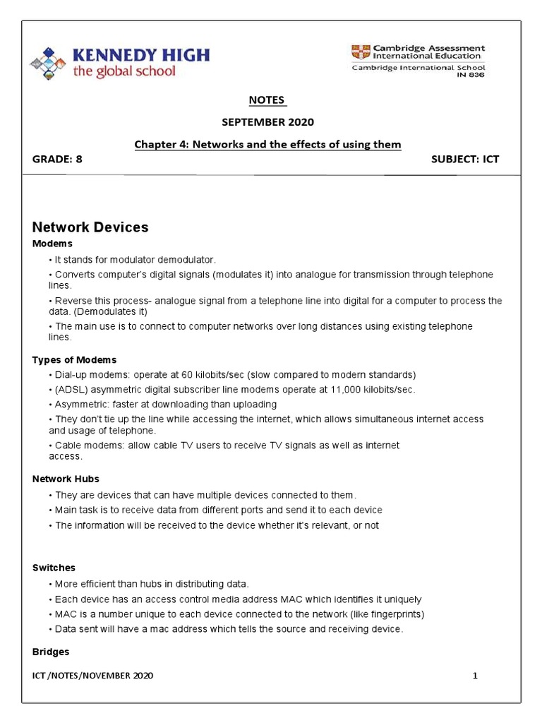ICT CH-4 Notes | PDF | Computer Network | Fax