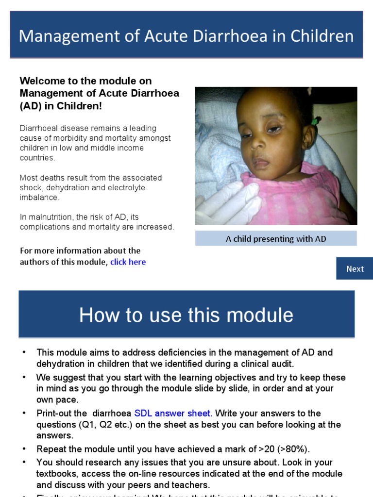 Management of Acute Diarrhoea in Children | PDF