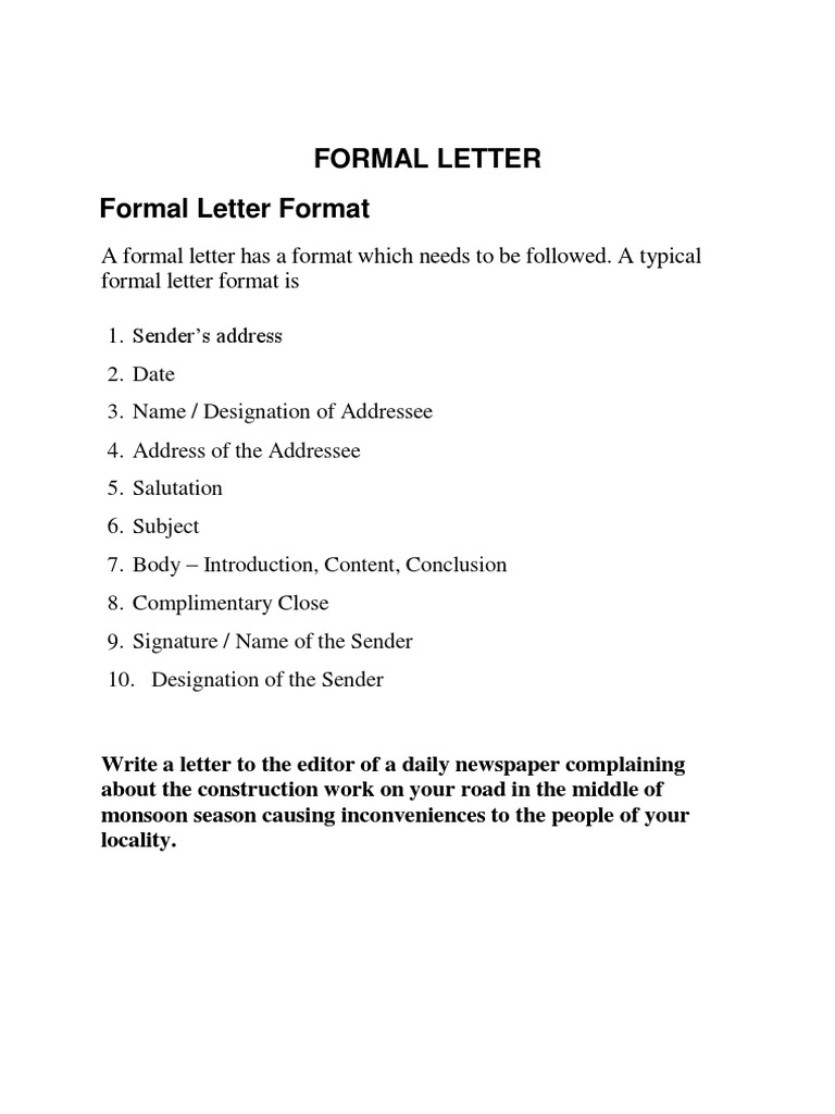 Formal Letter Formal Letter Format | PDF