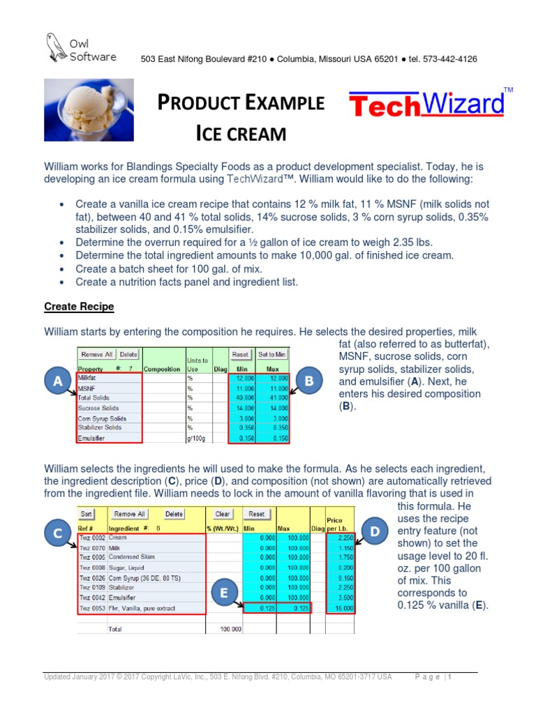 Roduct Xample Ce Cream: Owl Software | PDF | Ice Cream | Foods