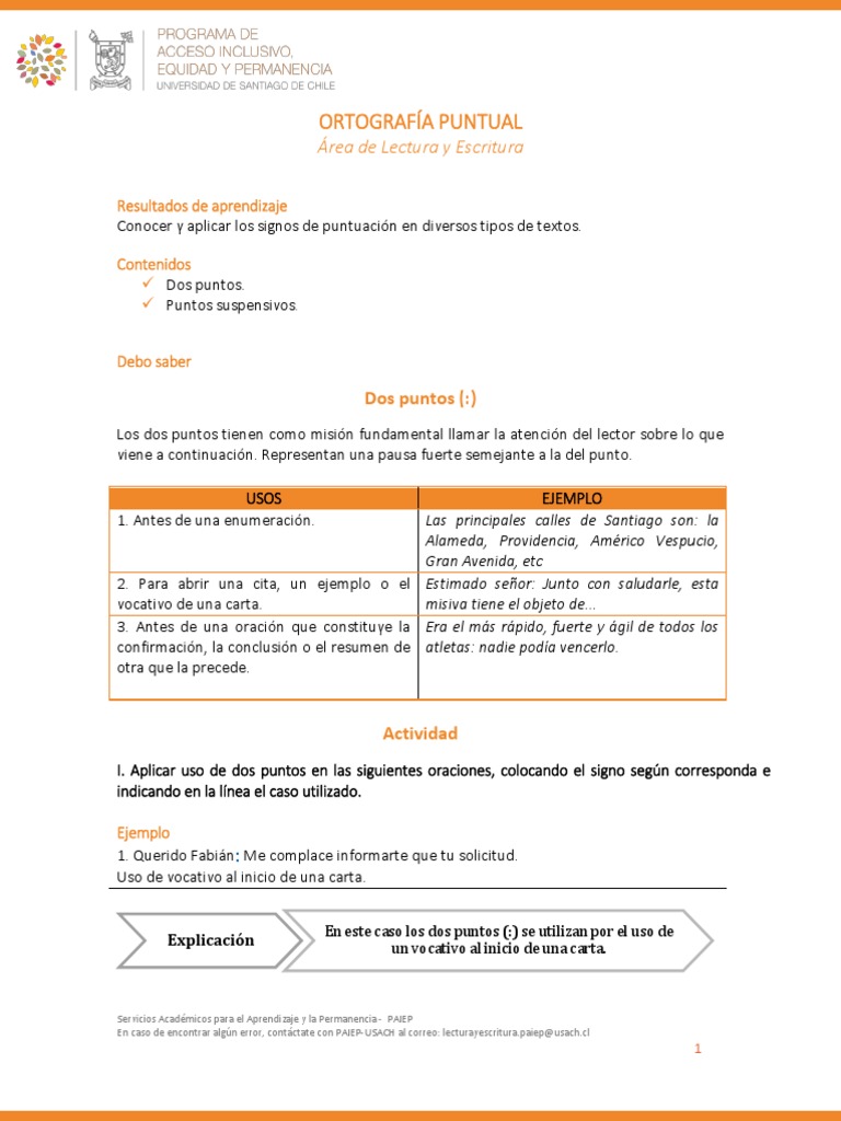 Uso de Dos Puntos y Puntos Suspensivos (Contenidos y Ejercitación ...