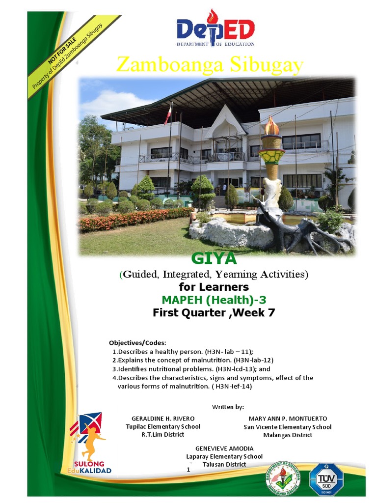 MAPEH Health 3 Q1 Week 7 Lessons 1 4 | PDF