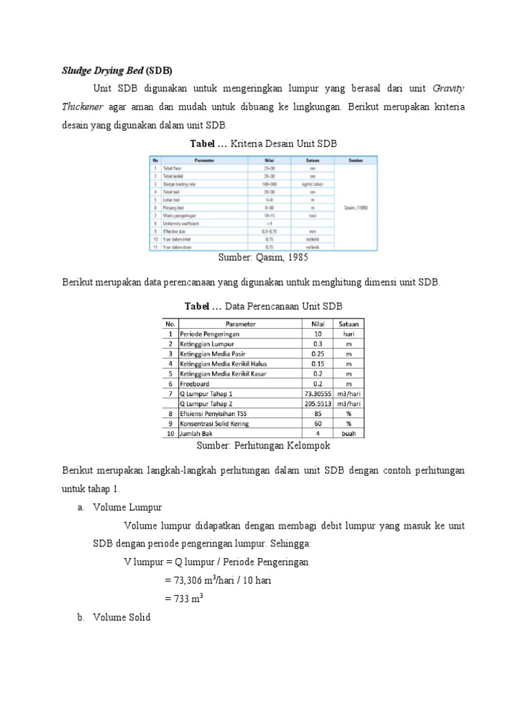 DESAIN DAN PERHITUNGAN UNIT SLUDGE DRYING BED | PDF