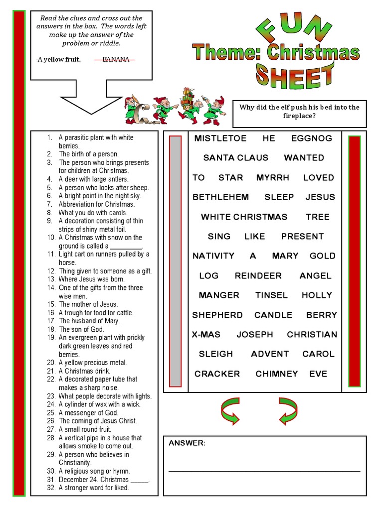 Christmas Riddles and Activities Sheet | PDF | Nativity Of Jesus ...