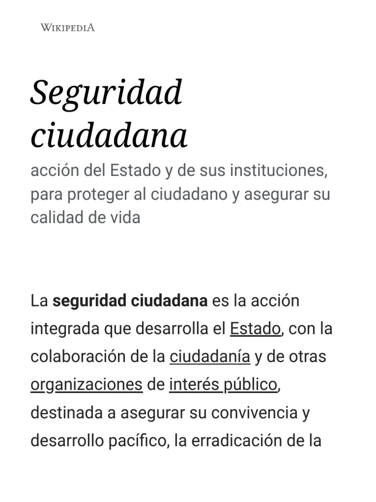 Seguridad Ciudadana - Wikipedia, La Enciclopedia Libre | PDF | Policía ...
