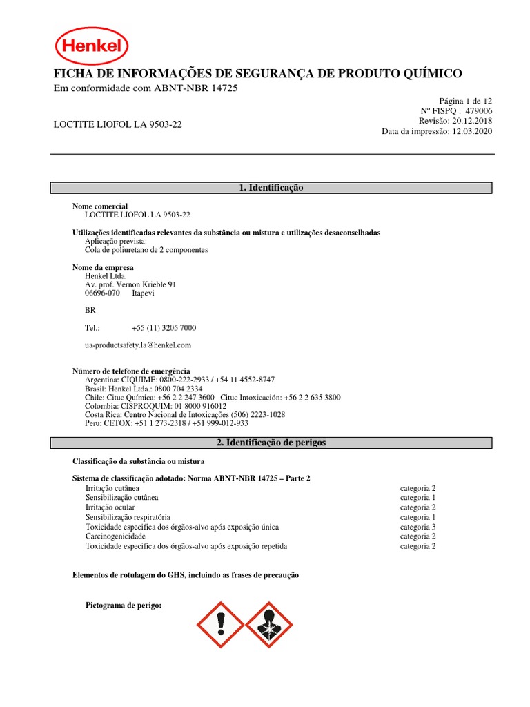 Fispq - Loctite Liofol La 9503-22 | PDF | Química | Ciências Físicas