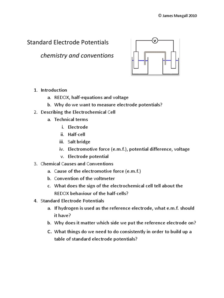 Standard Electrode Potentials | PDF | Redox | Electrochemistry