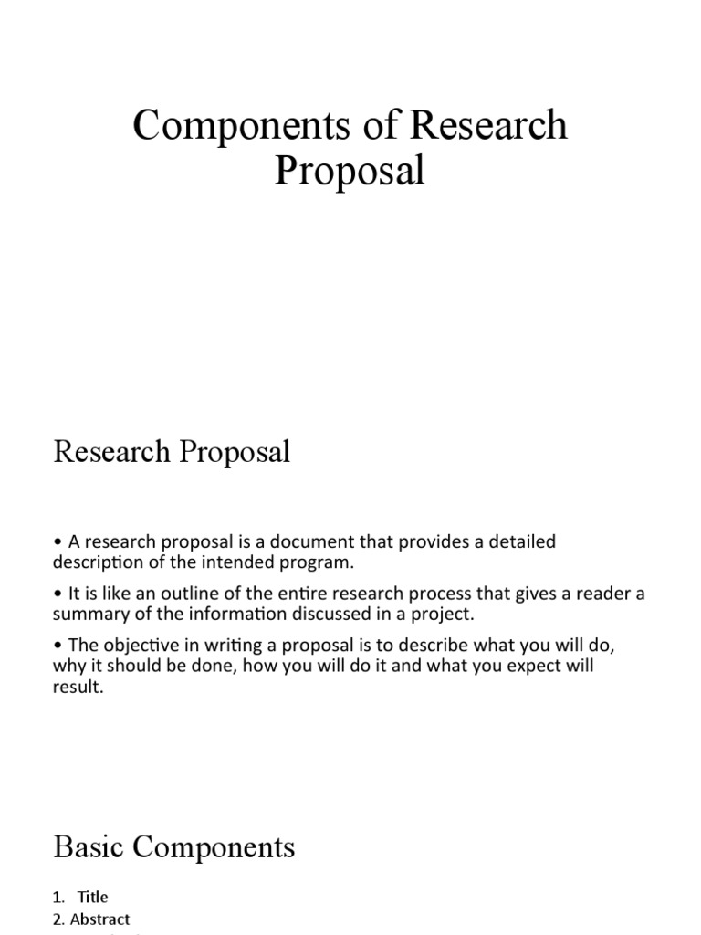 Components of Research Proposal | PDF | Abstract (Summary) | Hypothesis