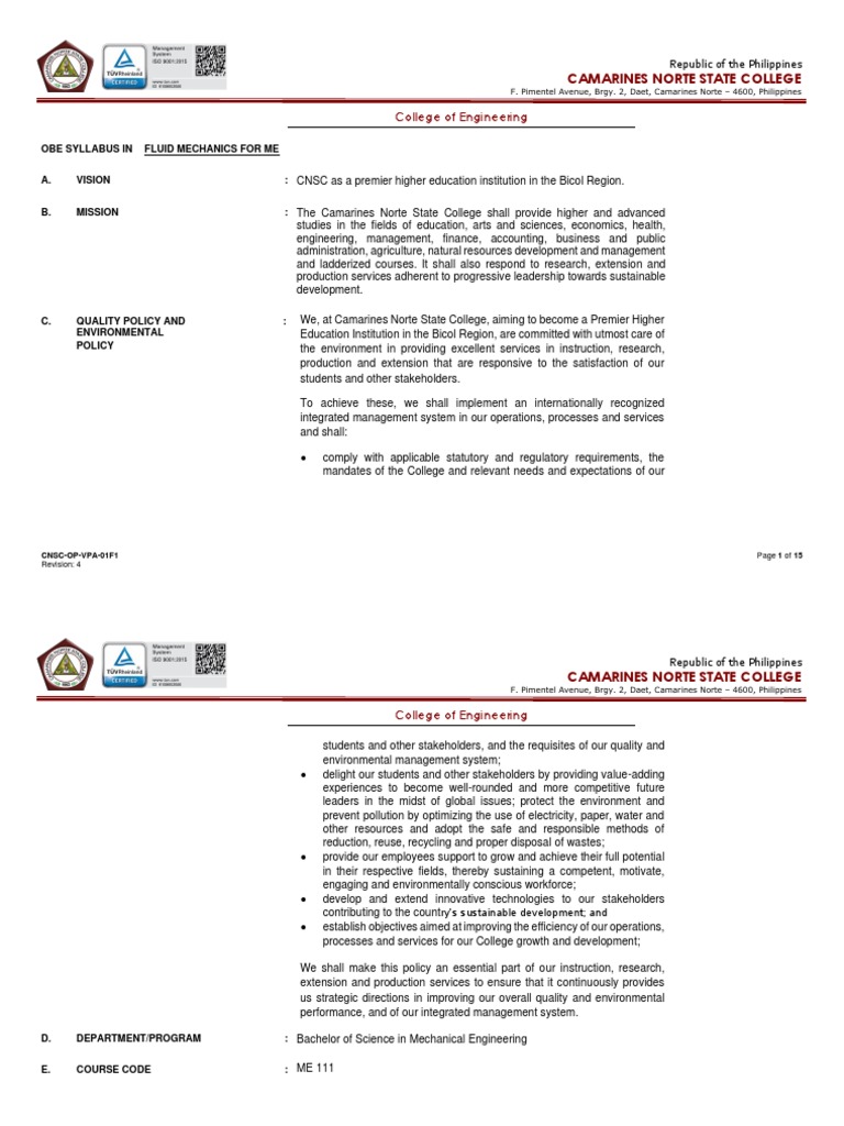 Fluid Mech Syllabus | PDF | Fluid Dynamics | Vortices