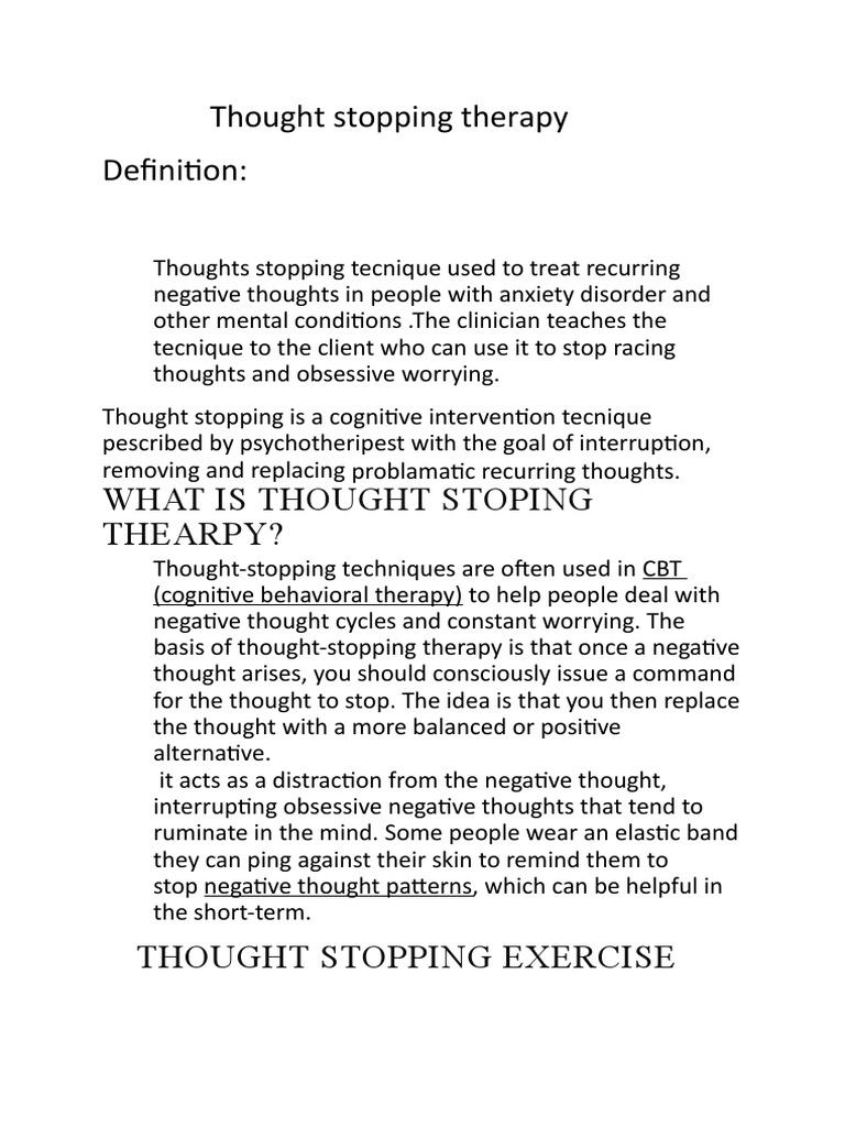 Thought Stopping Therapy | PDF | Cognitive Behavioral Therapy | Thought