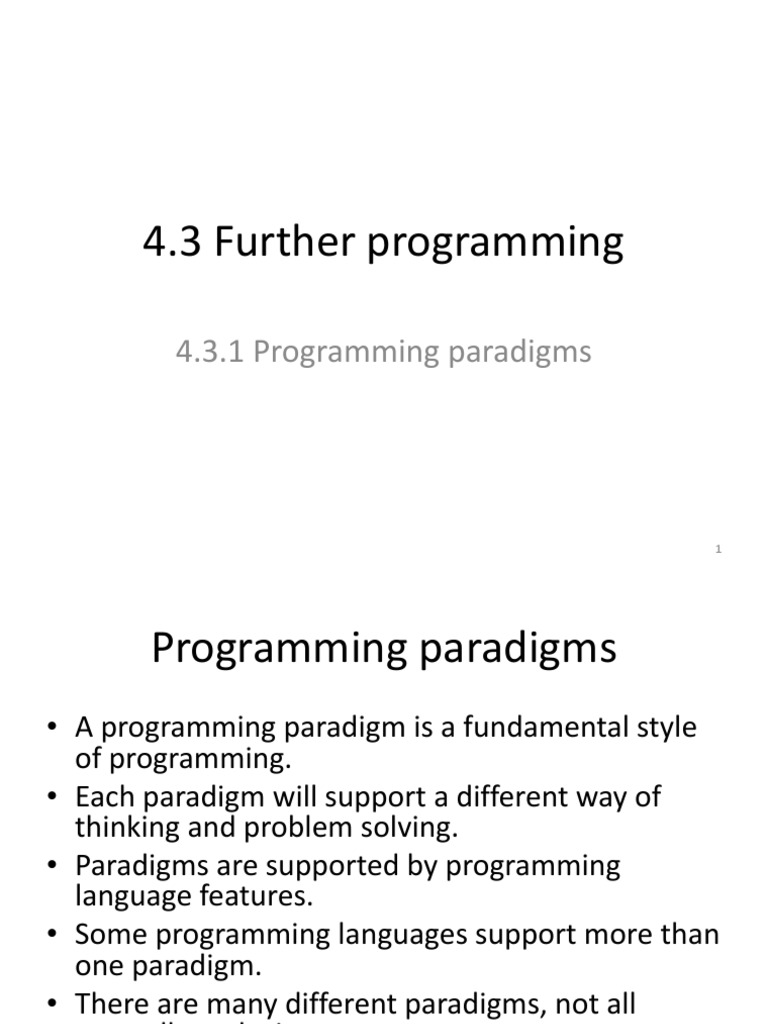 4.3.1 Programming Paradigms | PDF | Object Oriented Programming | Class ...