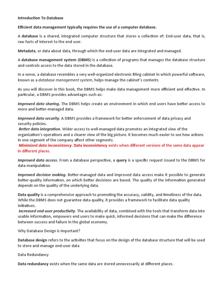 Intro to Database Management | PDF | Data Model | Databases
