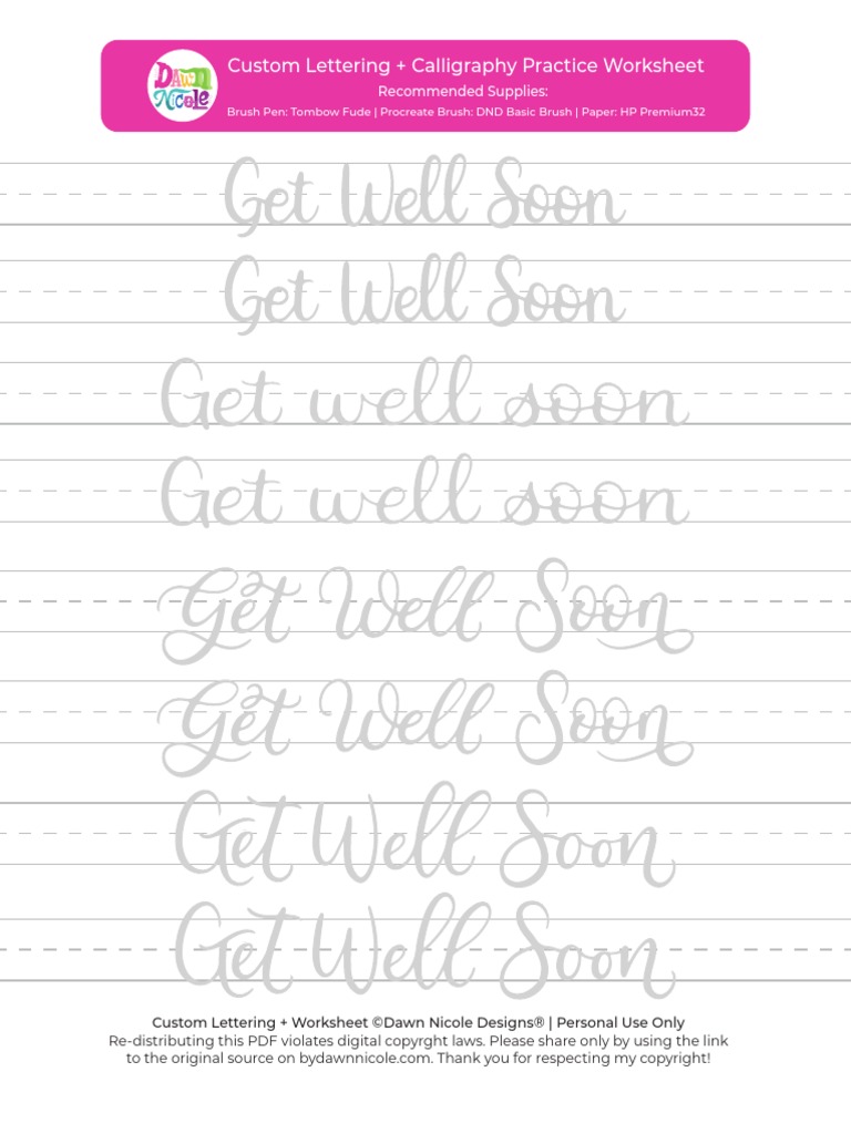 Get Well Soon Practice Worksheets | PDF