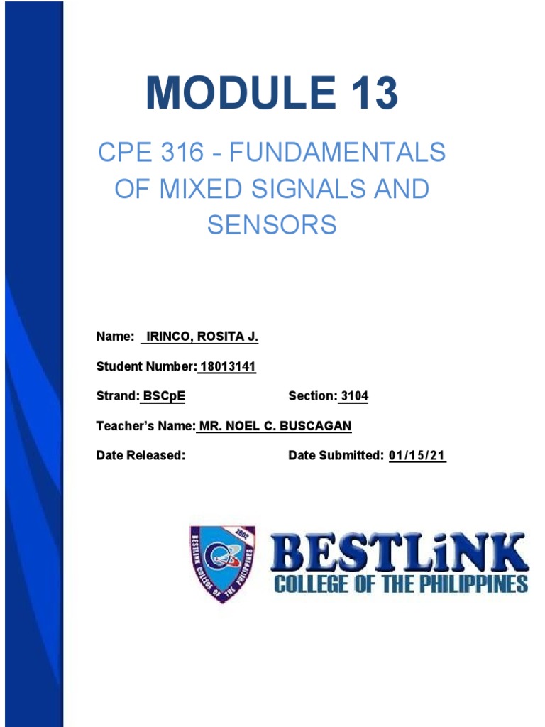 Cpe 316 - Fundamentals of Mixed Signals and Sensors | PDF