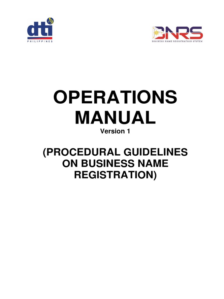 Operations Manual VER1 - BNR Procedural Guidelines | PDF | Identity ...