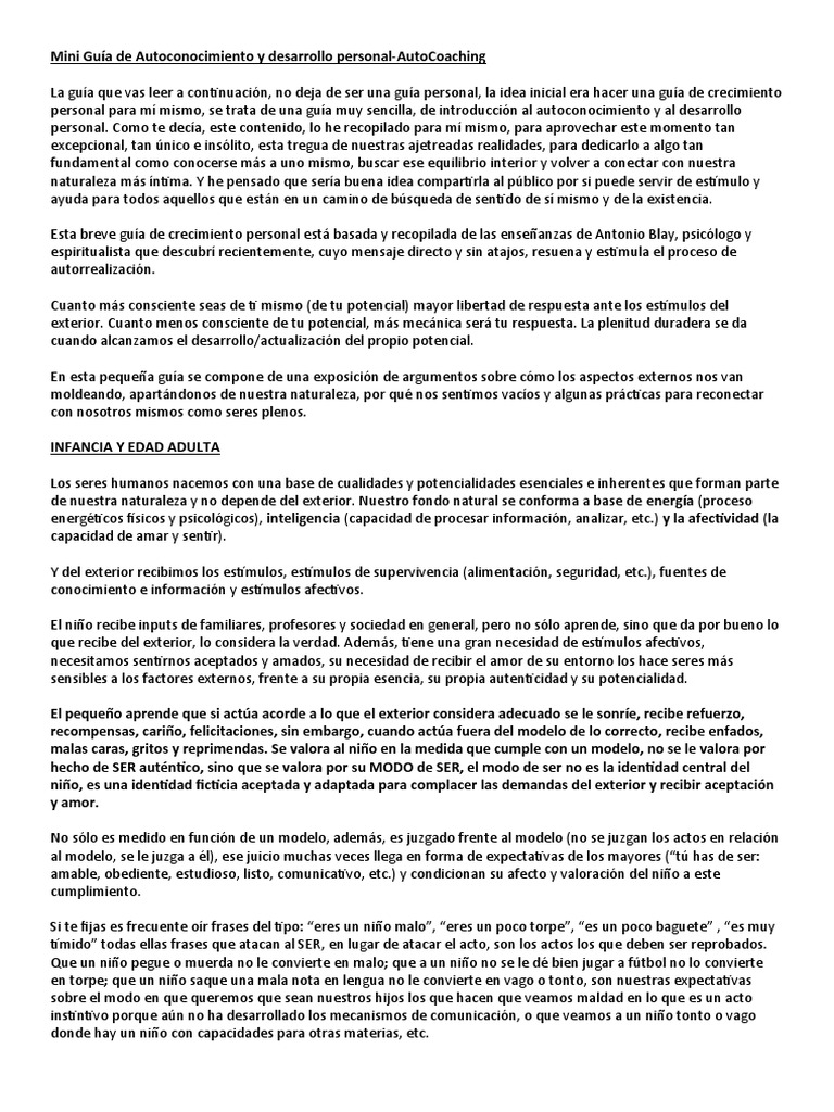 Mini Guía de Autoconocimiento y Desarrollo Personal | PDF | Felicidad ...