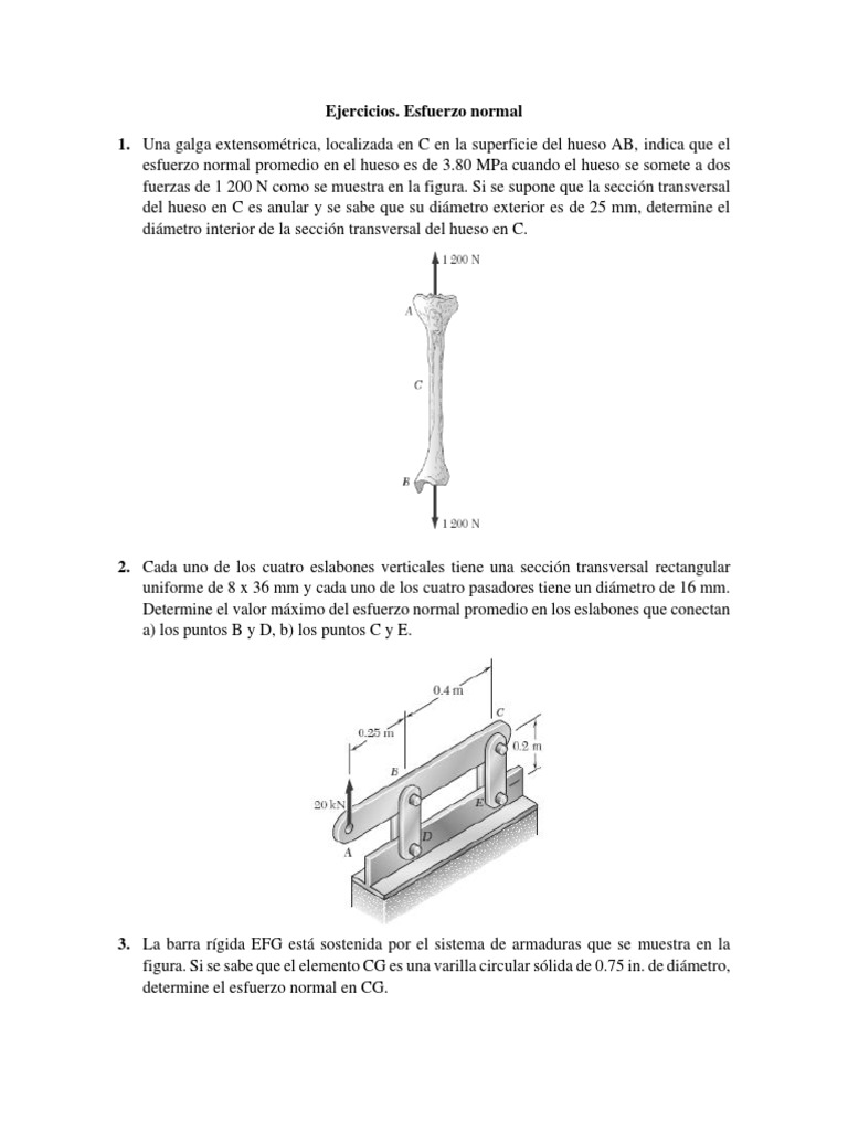 Ejercicios Resueltos de Esfuerzo Normal | PDF