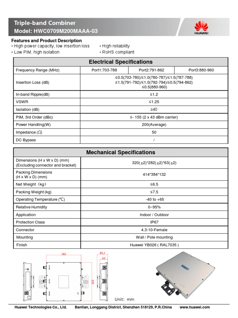 Triple Band Combiner Datasheet V1.1 | PDF | Electronic Engineering ...
