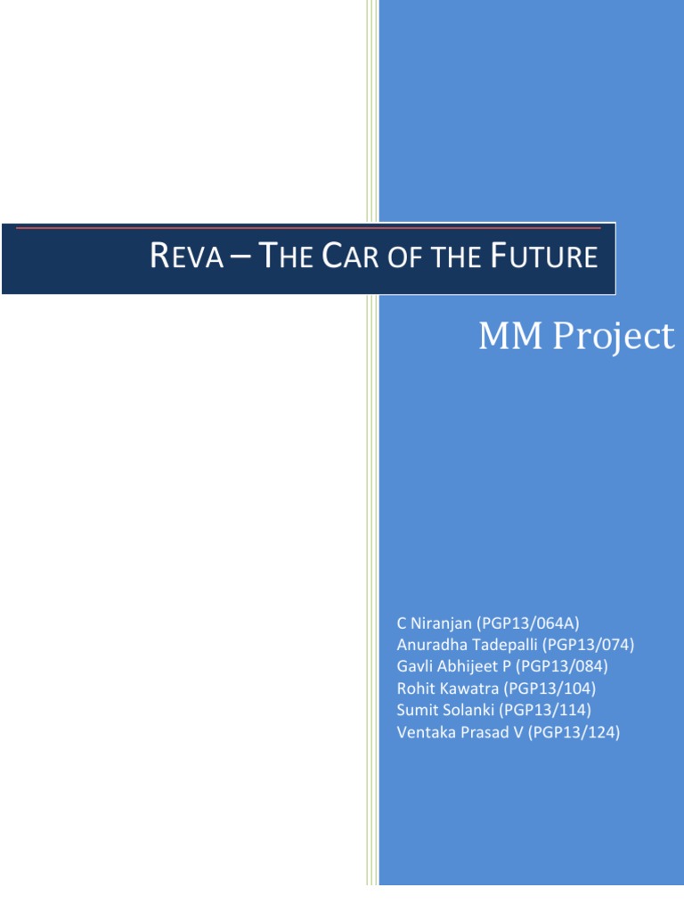 Project Report On REVA | PDF | Car | Electric Vehicle