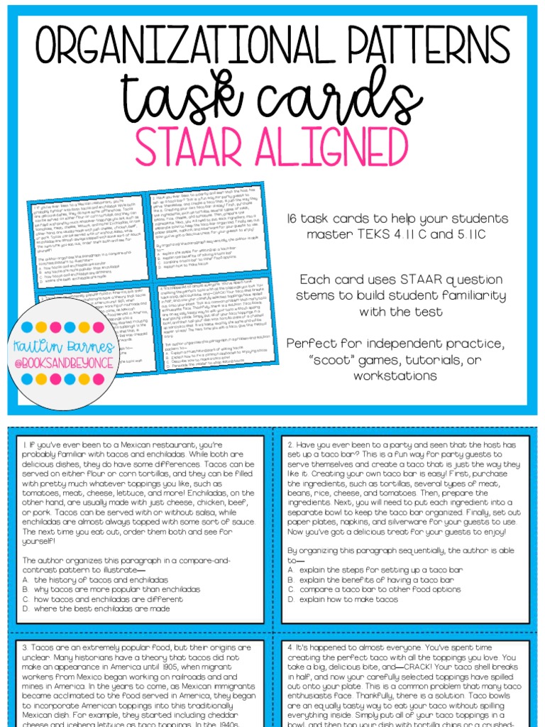 Org Pattern Task Cards | PDF | Pizza | Ice Cream