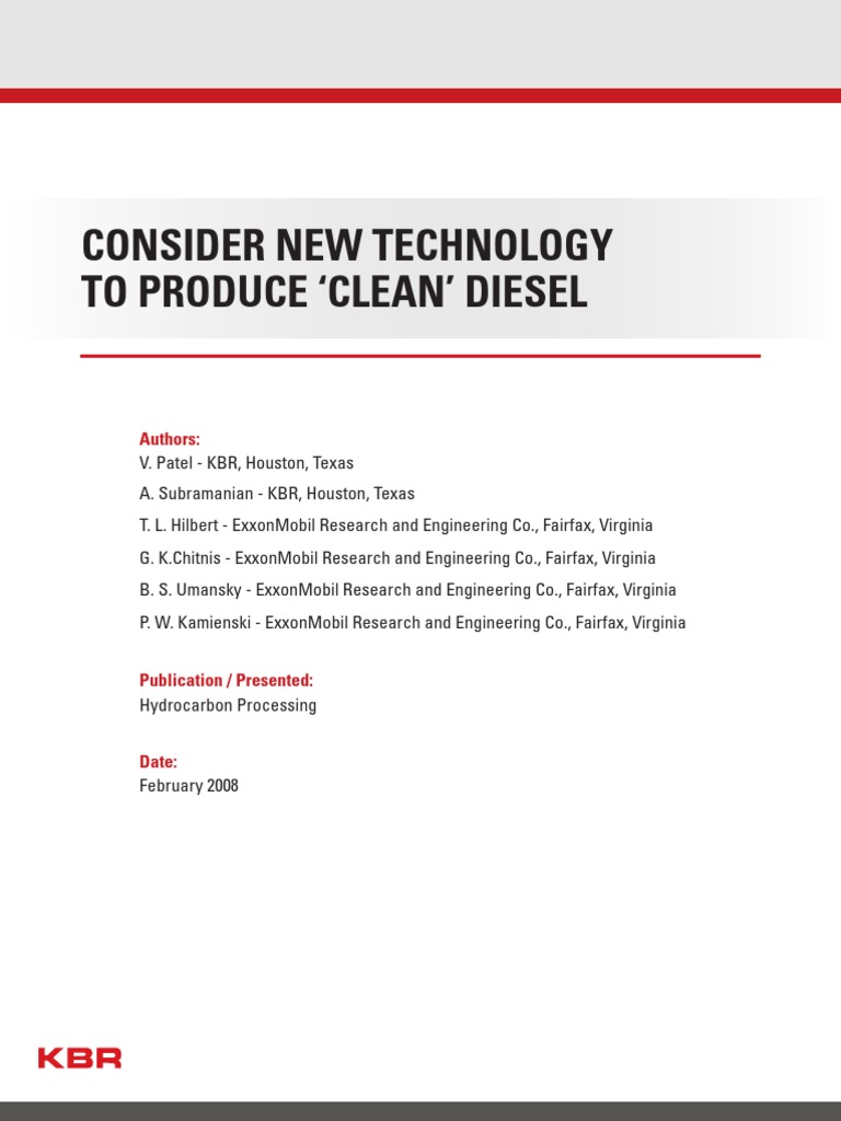 Consider New Technology To Produce Clean Diesel | PDF | Cracking ...