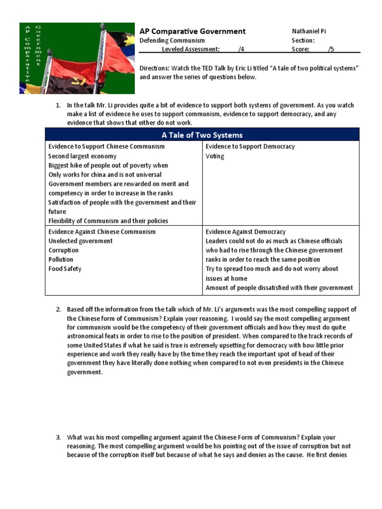 AP Comparative Government: A Tale of Two Systems | PDF | China | World ...