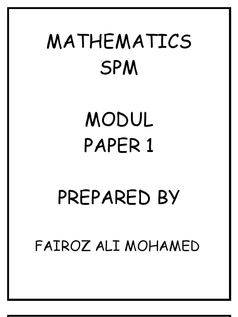 MODUL MATHEMATICS SPM PAPER 1 | Analytic Geometry | Elementary Mathematics