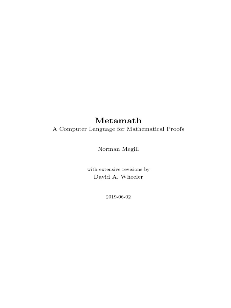 Metamath: A Computer Language For Mathematical Proofs | PDF ...