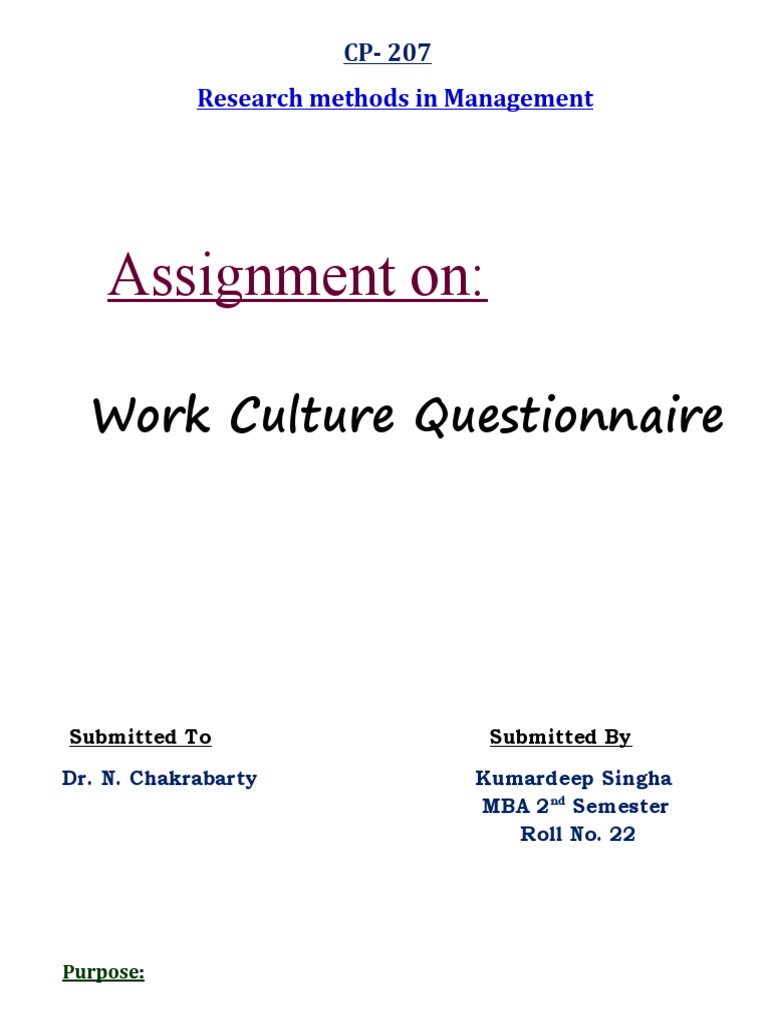 Work Culture Questionnaire Analysis | PDF | Organizational Culture ...