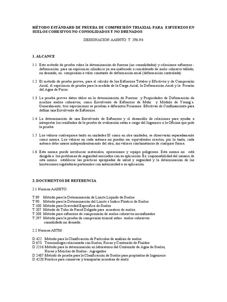 Aashto T-296 Traduccion | Descargar gratis PDF | Presión | Pistón