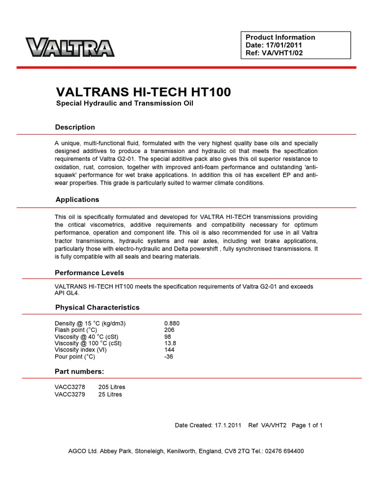 Valtra Valtrans HT100 | PDF