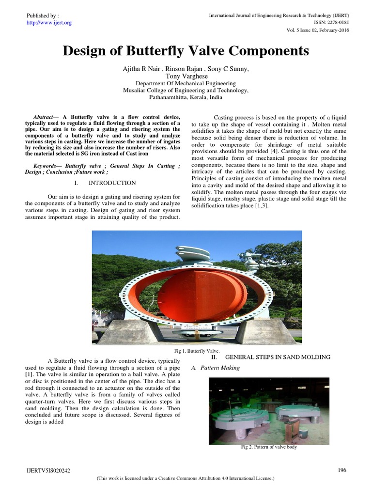 Design of Butterfly Valve Components IJERTV5IS020242 | PDF | Casting ...