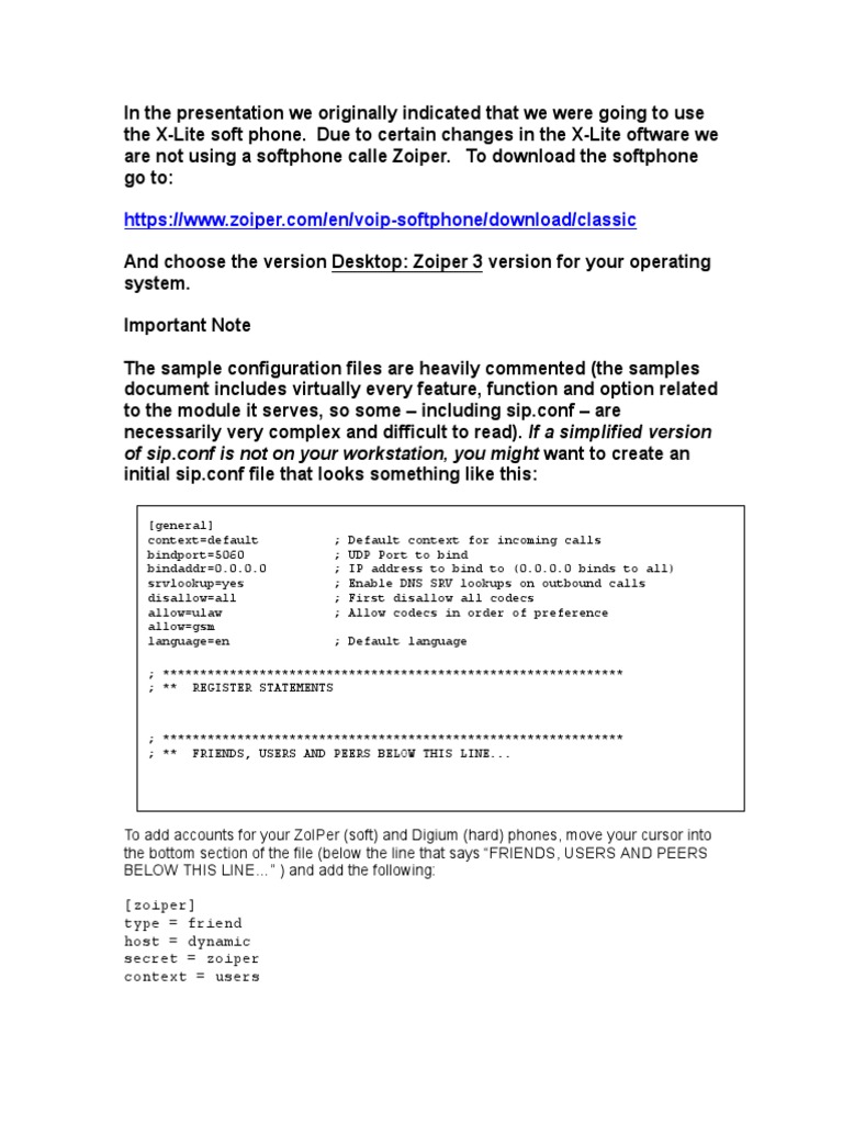 Configuring Zoiper with Asterisk SIP | PDF | Session Initiation Protocol | Network Protocols