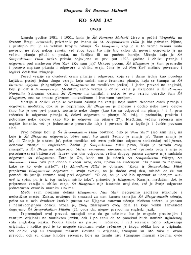 Ramana Maharshi - Ko Sam Ja | PDF