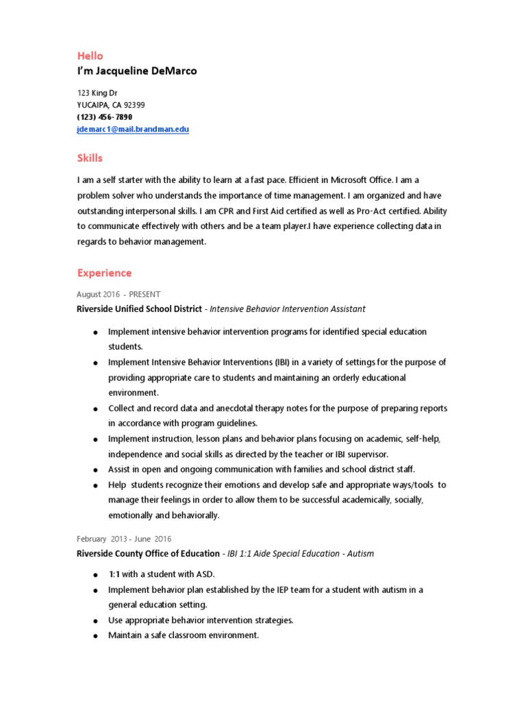 Resume 2020 | PDF | Special Education | Autism Spectrum