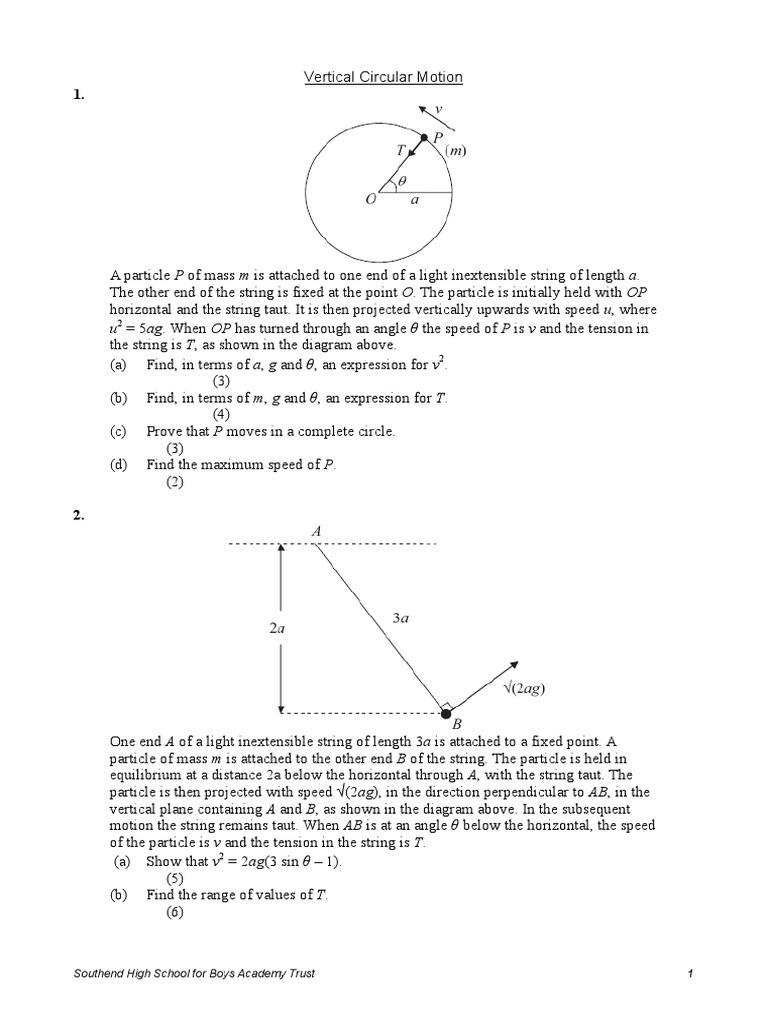 Verticsl Circular Motion | PDF | Tension (Physics) | Angle