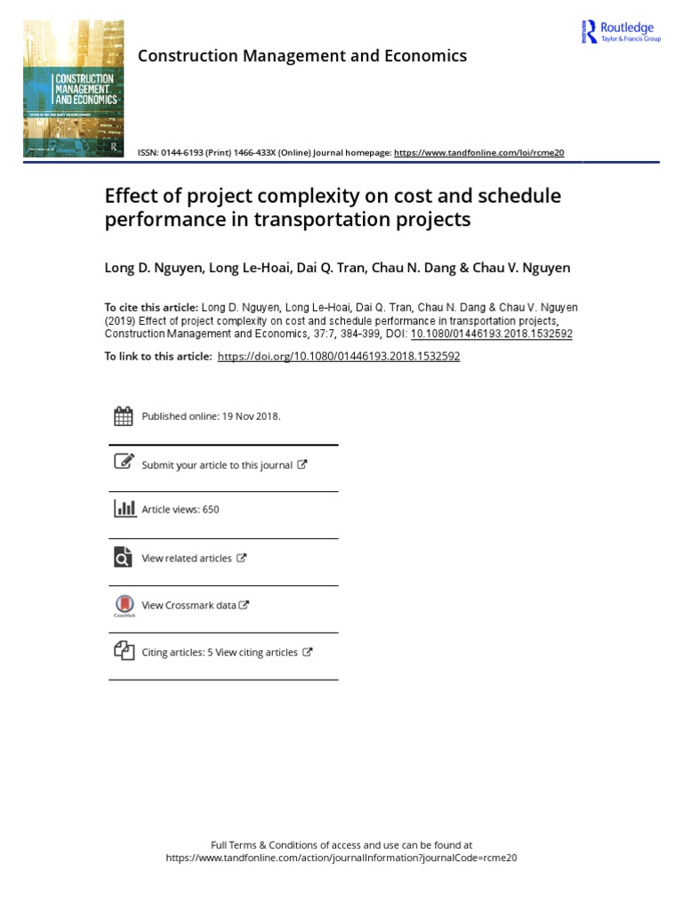 Effect of Project Complexity On Cost and Schedule Performance in ...