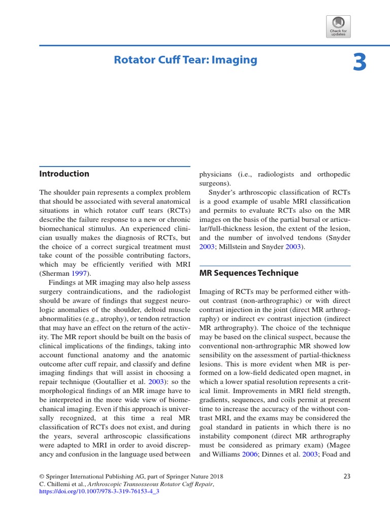 Rotator Cuff Tear: Imaging | PDF | Shoulder | Magnetic Resonance Imaging
