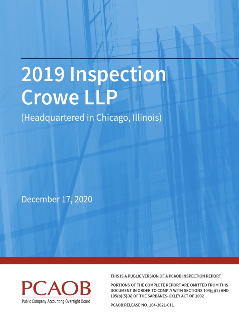 2019 Inspection Crowe LLP: (Headquartered in Chicago, Illinois) | PDF ...